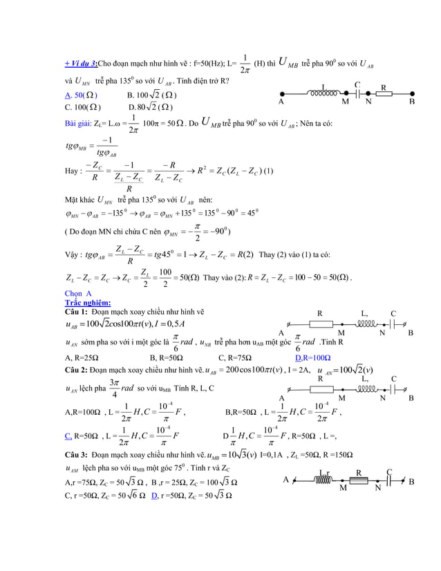 Bai tap mach dien xoay chieu | DOCX