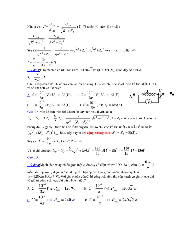 Bai tap mach dien xoay chieu | DOCX