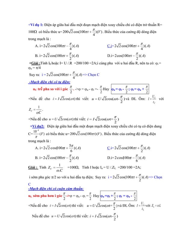 Bai tap mach dien xoay chieu | DOCX