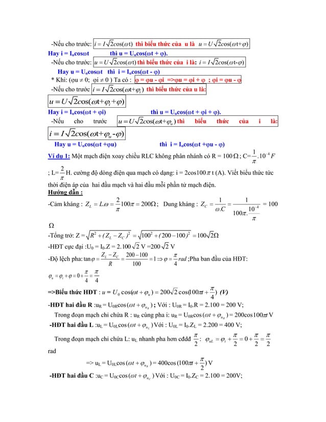 Bai tap mach dien xoay chieu | DOCX