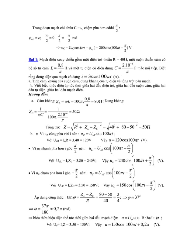 Bai tap mach dien xoay chieu | DOCX