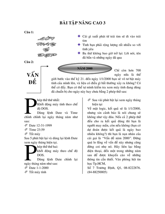 Bai tap nang cao 3 | PDF