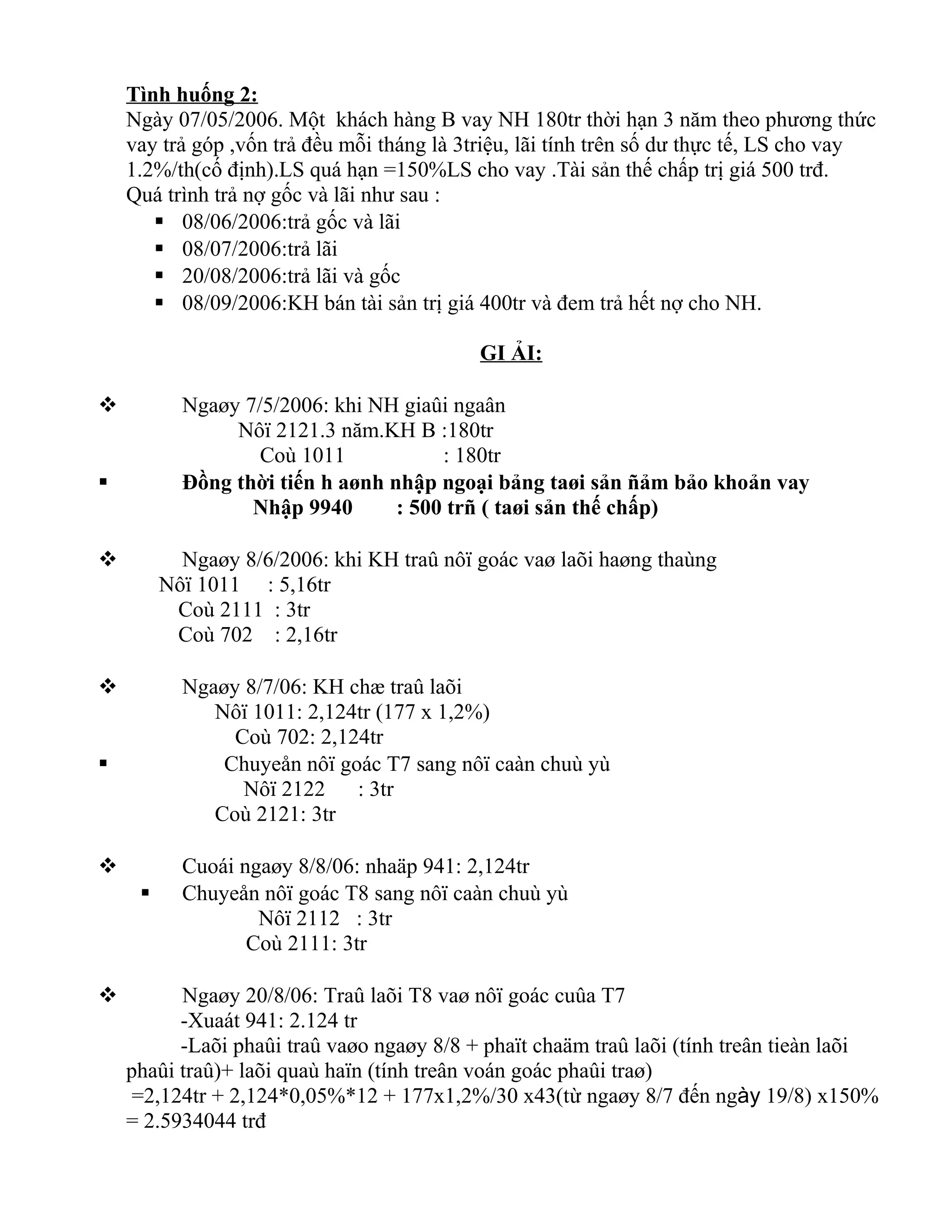 Bài tập nghiệp vụ kế toán ngân hàng có lời giải | DOC