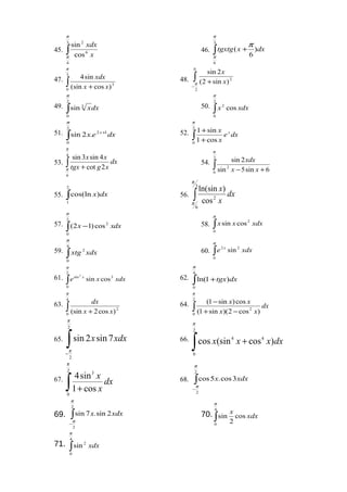 Bai tap nguyen ham tich phan | DOC