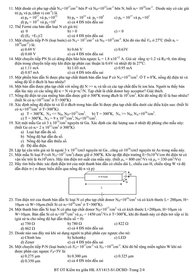 Vat Ly Ban Dan (Bai tap on thi gk ) | PDF
