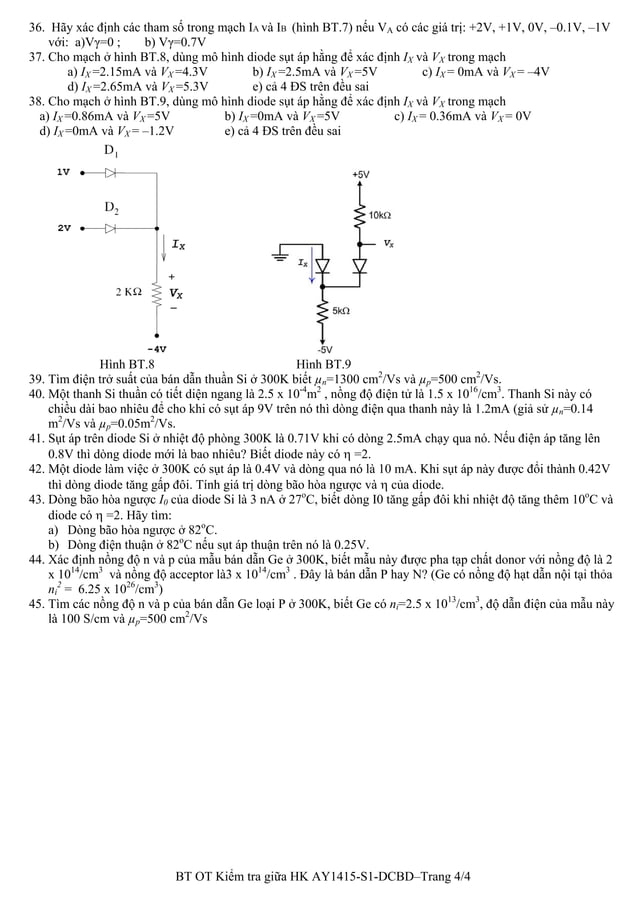 Vat Ly Ban Dan (Bai tap on thi gk ) | PDF