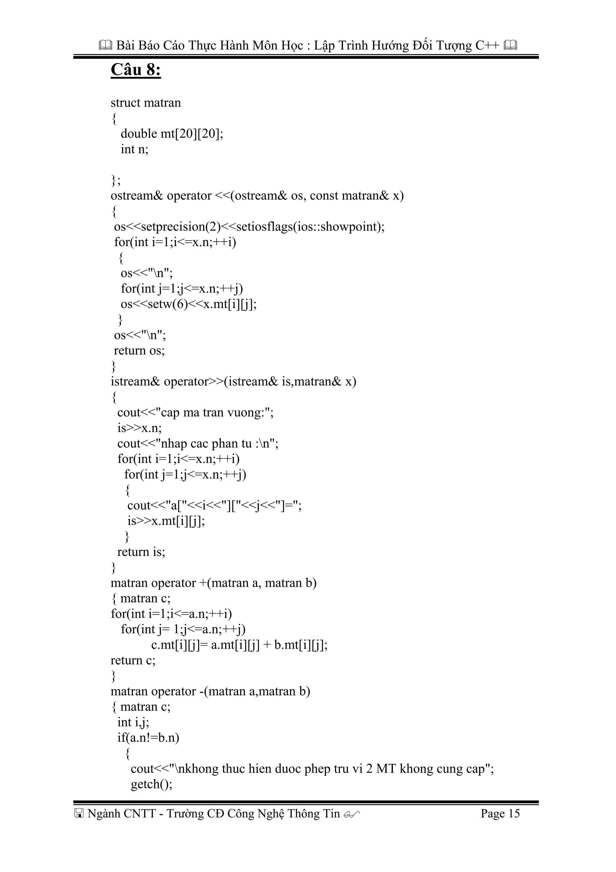 Bai tap oop c++ | PDF