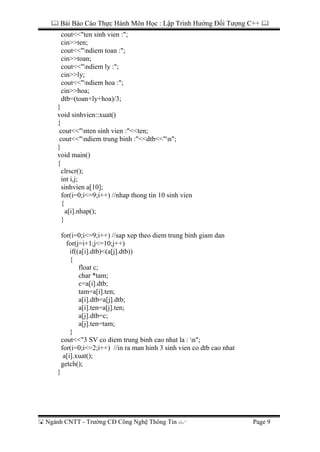 Bai tap oop c++ | PDF