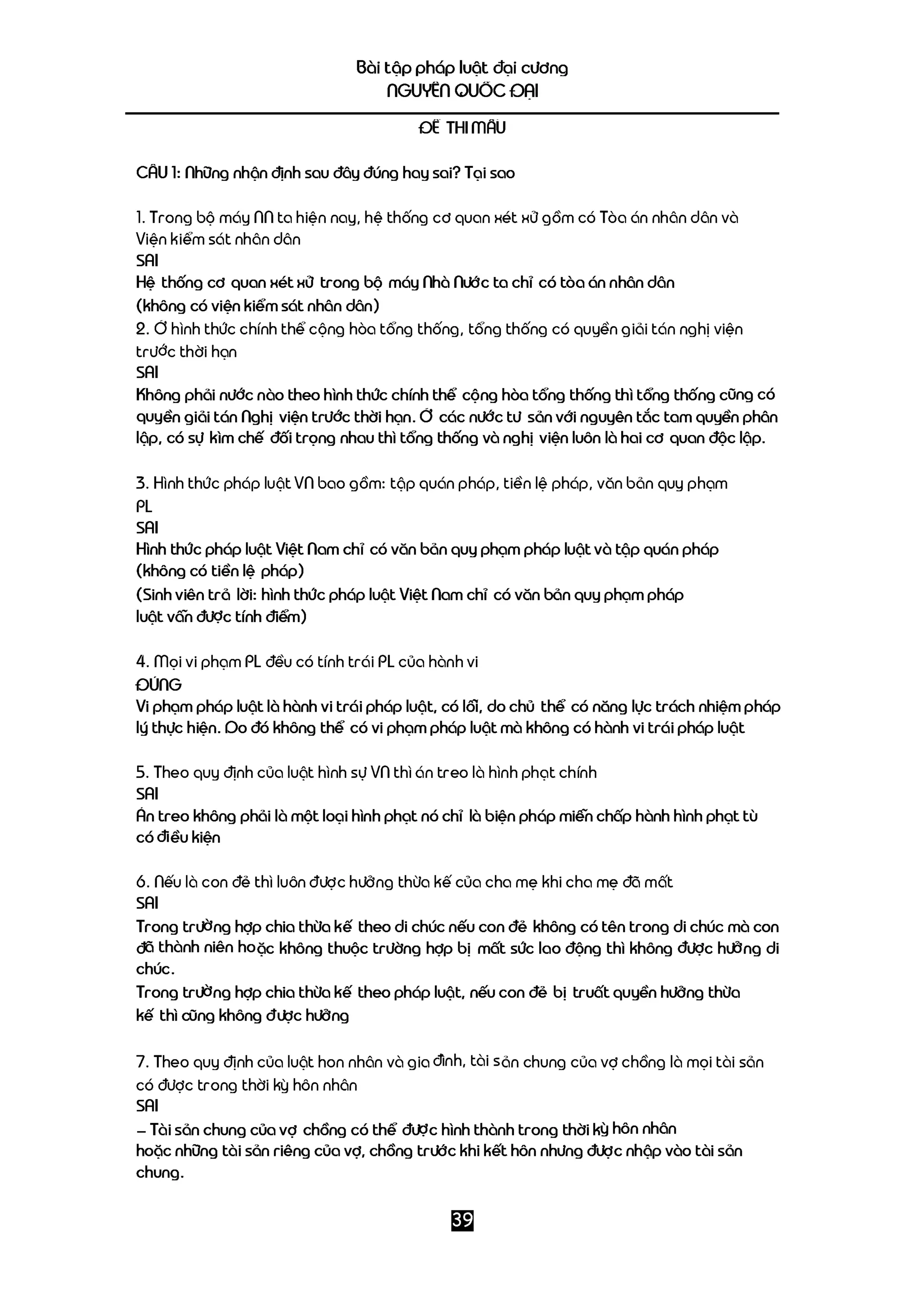 Bai tap phap luat dai cuong | PDF