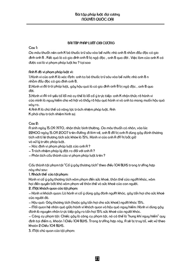 Bai tap phap luat dai cuong | PDF
