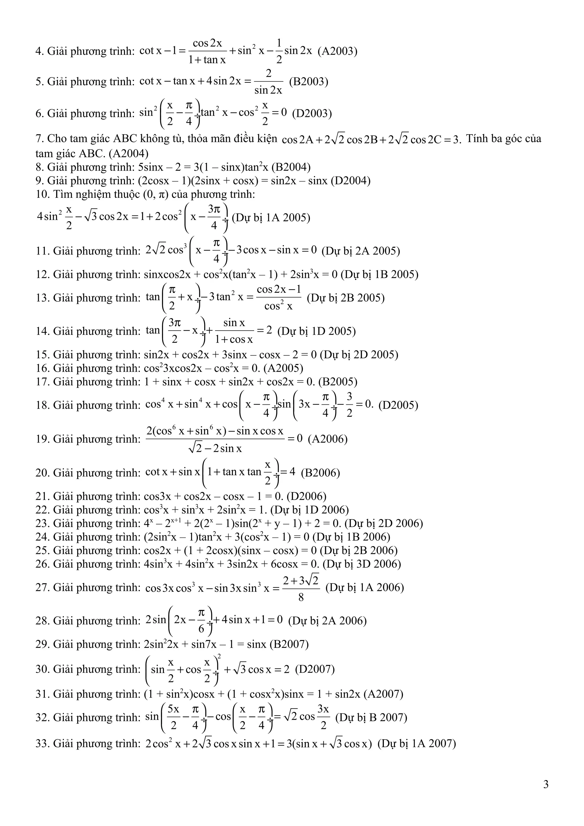Bai tap phuong trinh luong giac | PDF