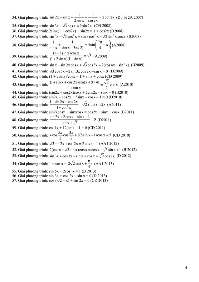 Bai tap phuong trinh luong giac | PDF
