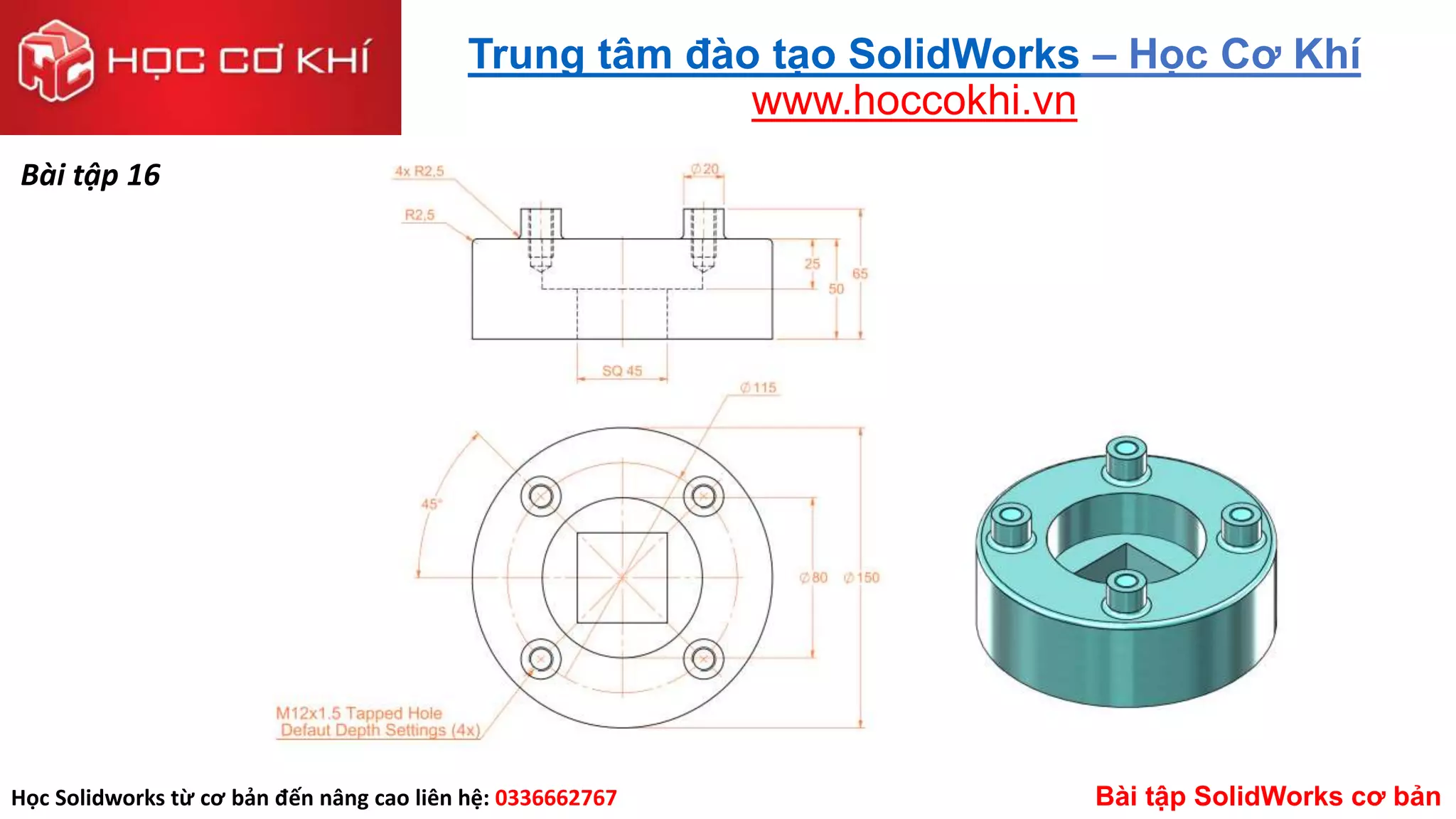 hoccokhi.vn Bài tập Solidworks cơ bản - bai-tap-solidworks-co-ban | PPTX