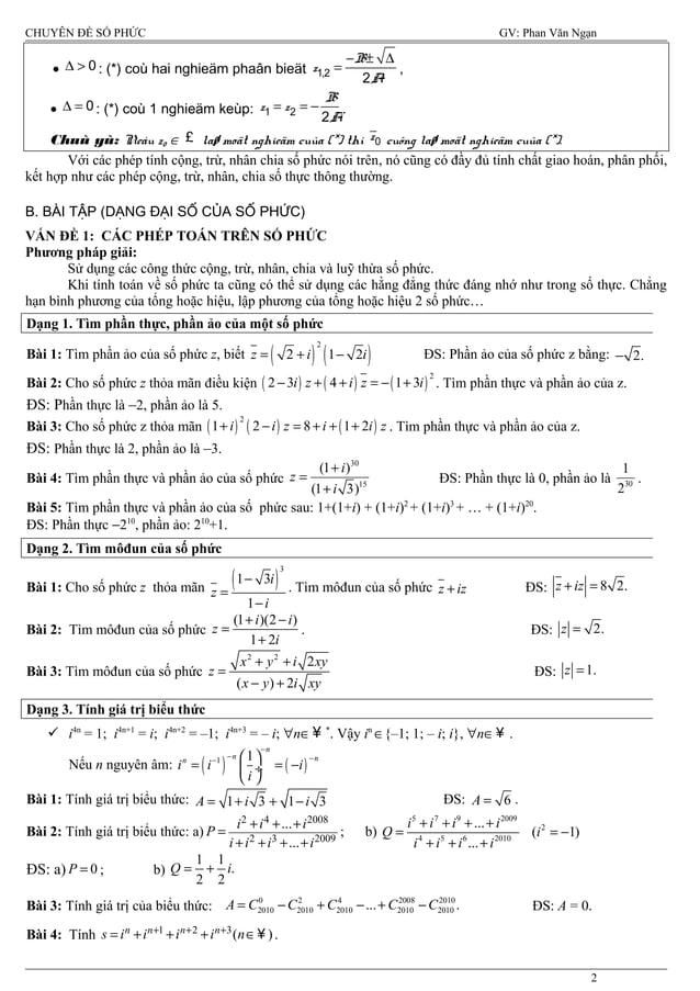 Bai tap so phuc | PDF