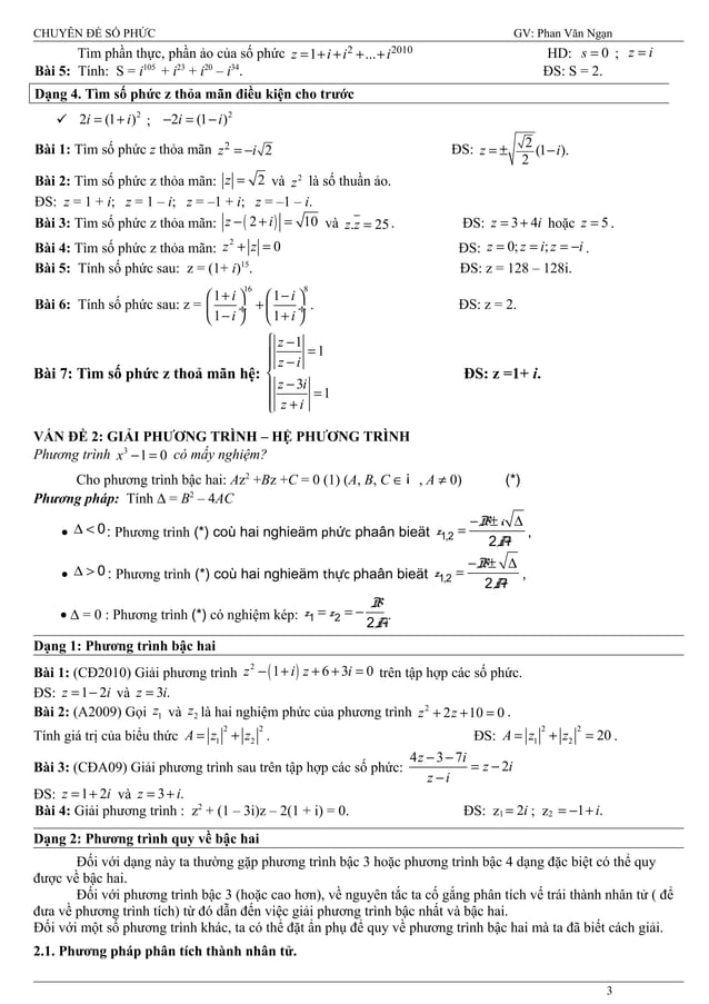 Bai tap so phuc | PDF