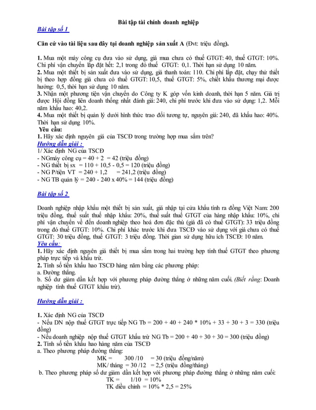 Bai tap tai_chinh_doanh_nghiep | PDF
