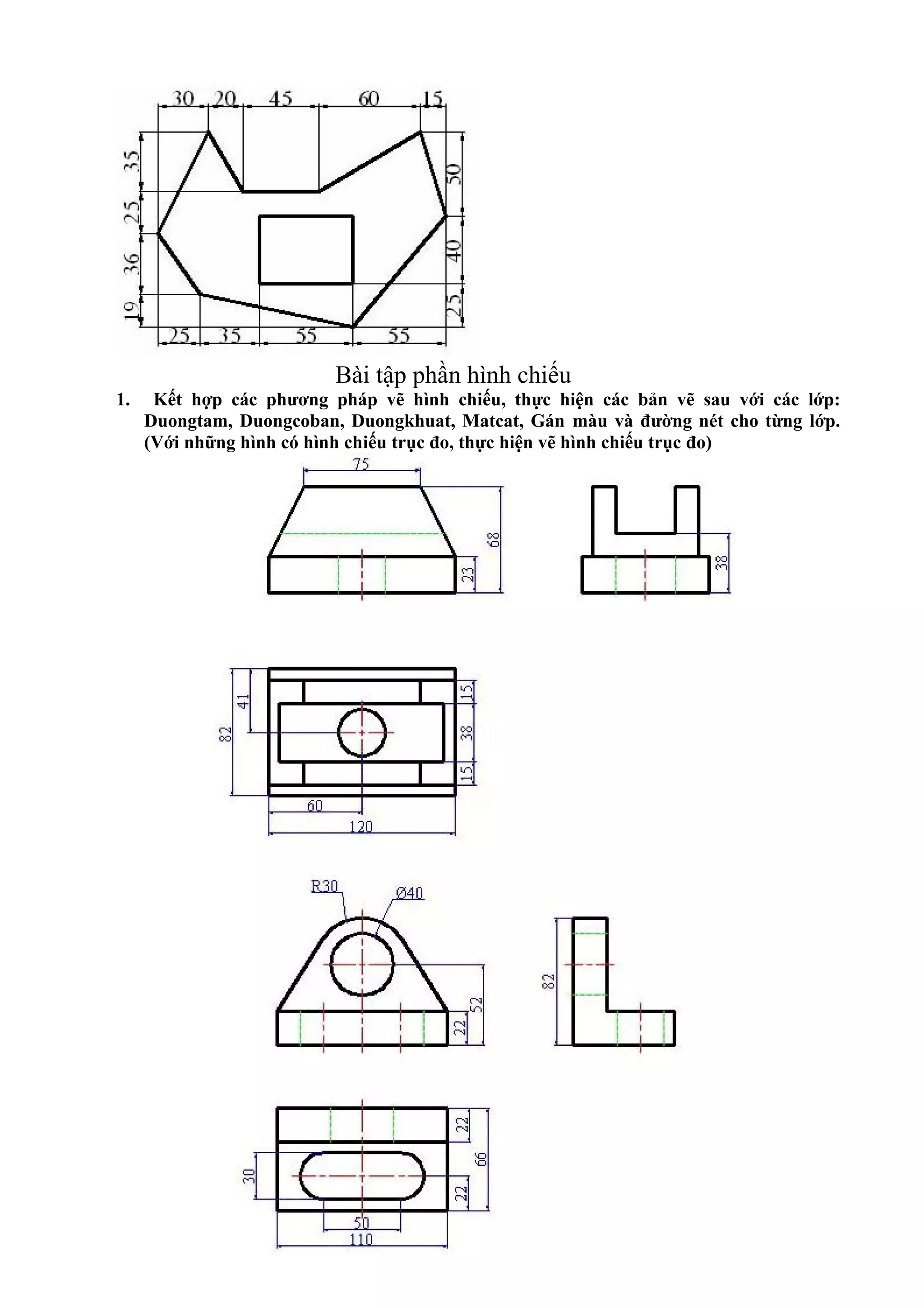 Bài tập Auto CAD 2D | DOC