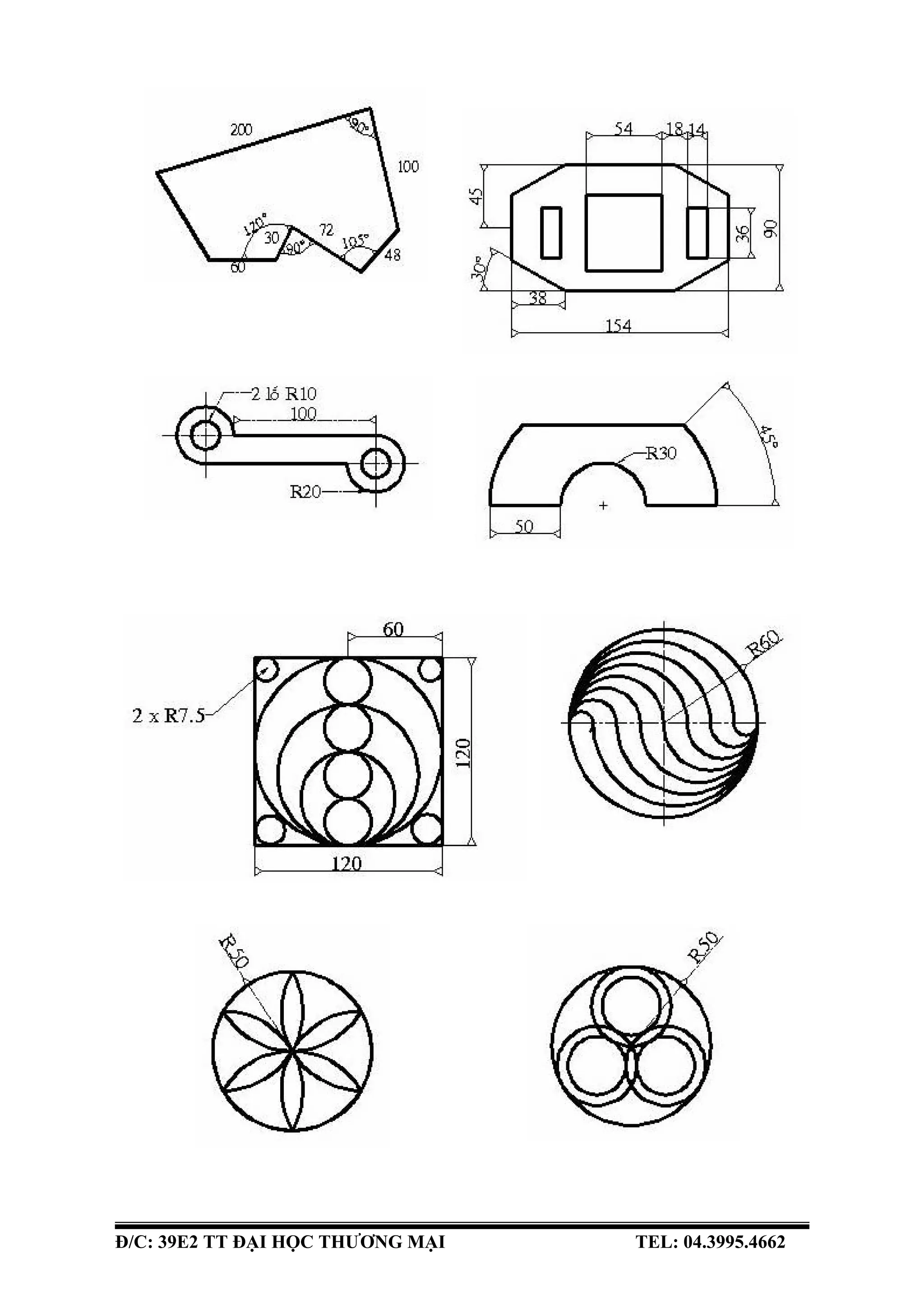 Bài tập Auto CAD 2D | DOC