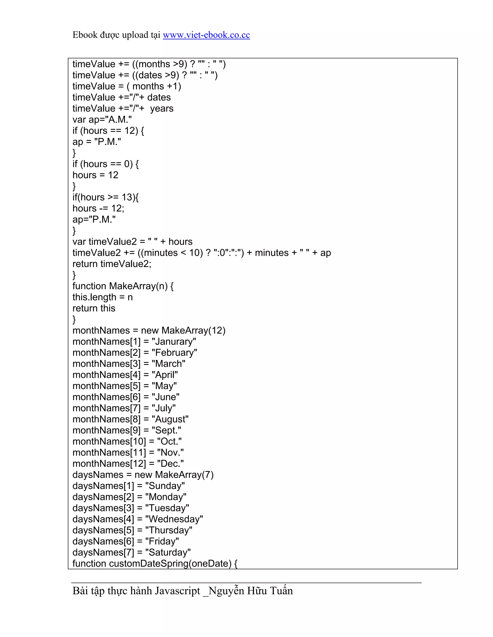 Bai Tap Thuc Hanh Javascript | PDF