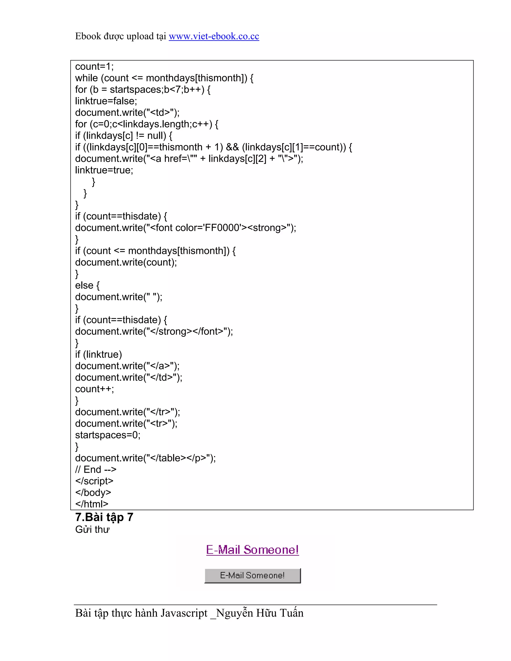 Bai Tap Thuc Hanh Javascript | PDF
