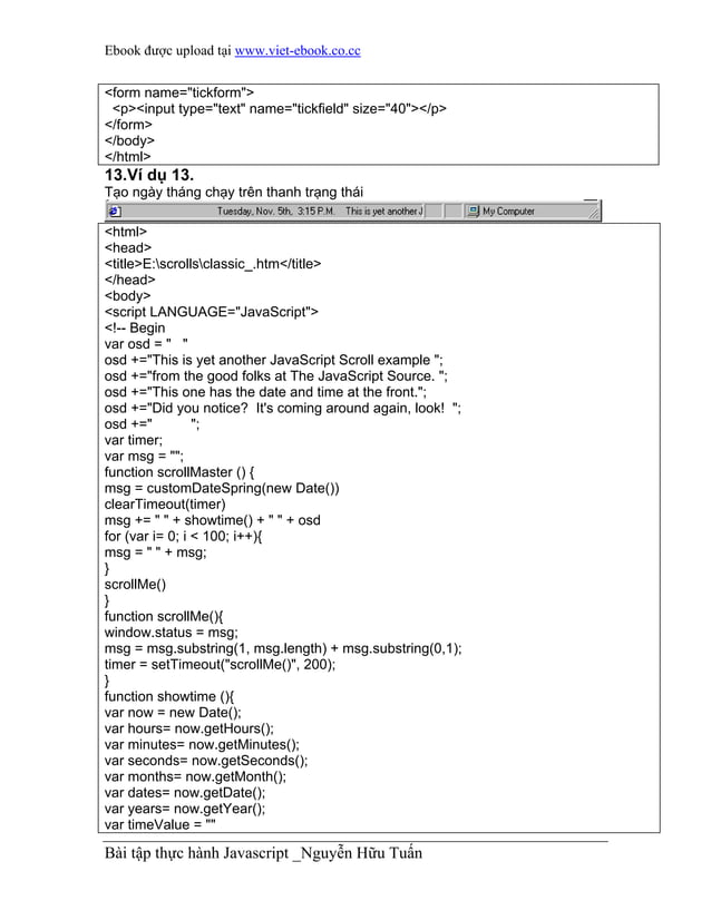 Bai Tap Thuc Hanh Javascript | PDF