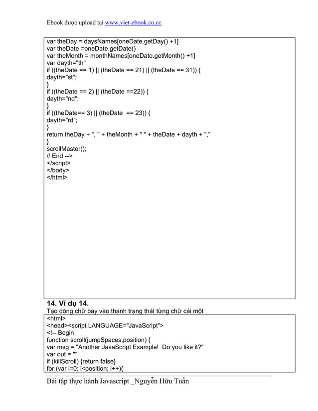 Bai Tap Thuc Hanh Javascript | PDF