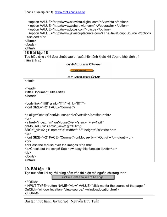 Bai Tap Thuc Hanh Javascript | PDF