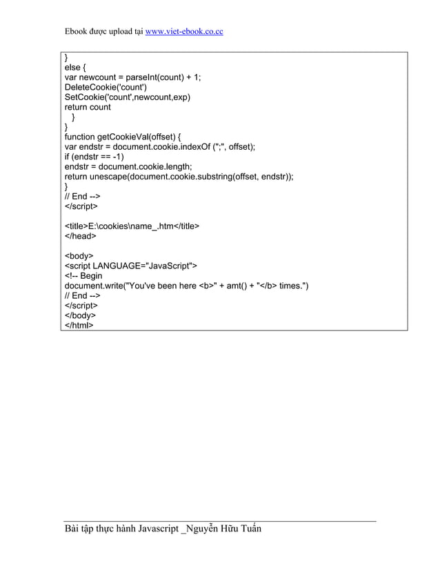 Bai Tap Thuc Hanh Javascript | PDF