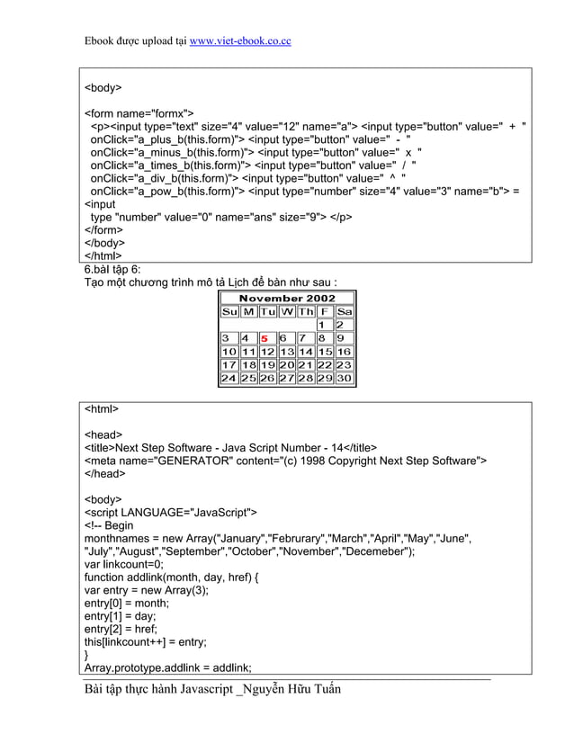 Bai Tap Thuc Hanh Javascript | PDF