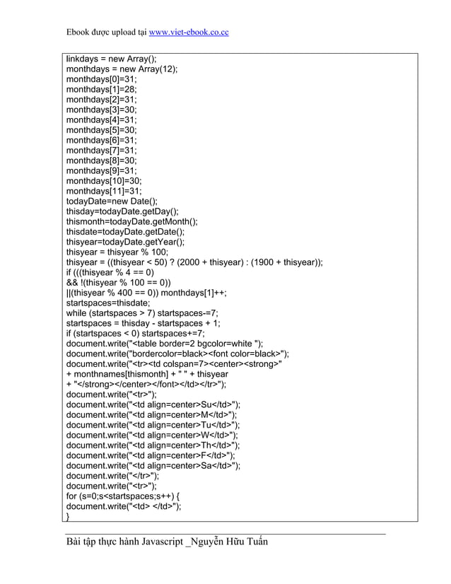 Bai Tap Thuc Hanh Javascript | PDF