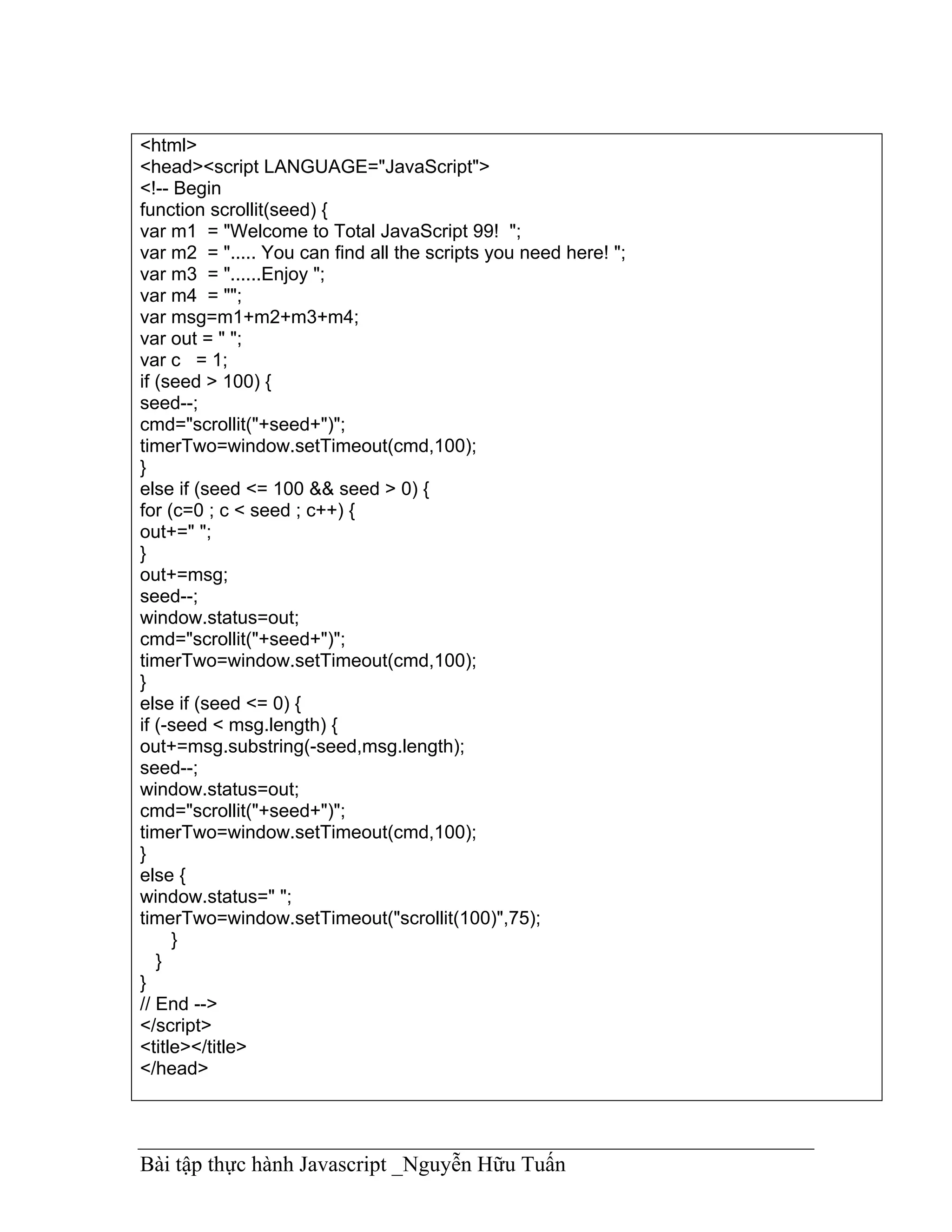 Bai tap thuc hanh javascript | PDF