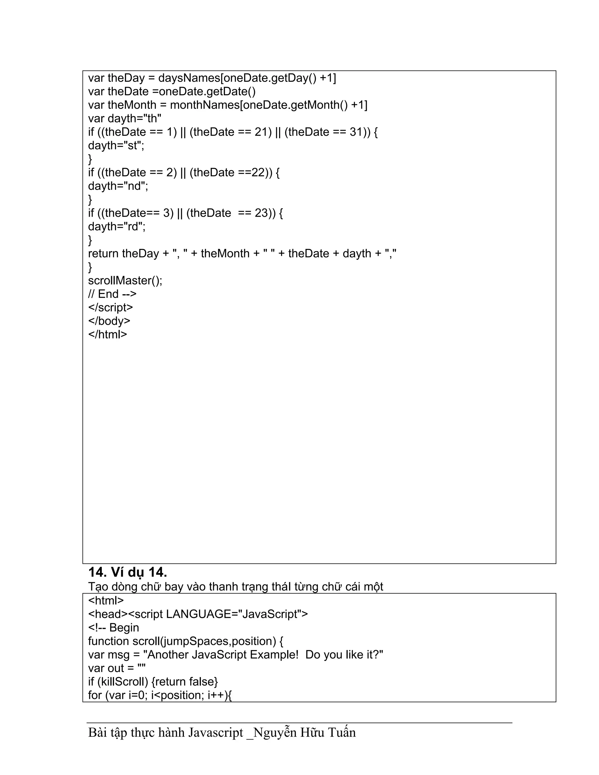 Bai tap thuc hanh javascript | PDF