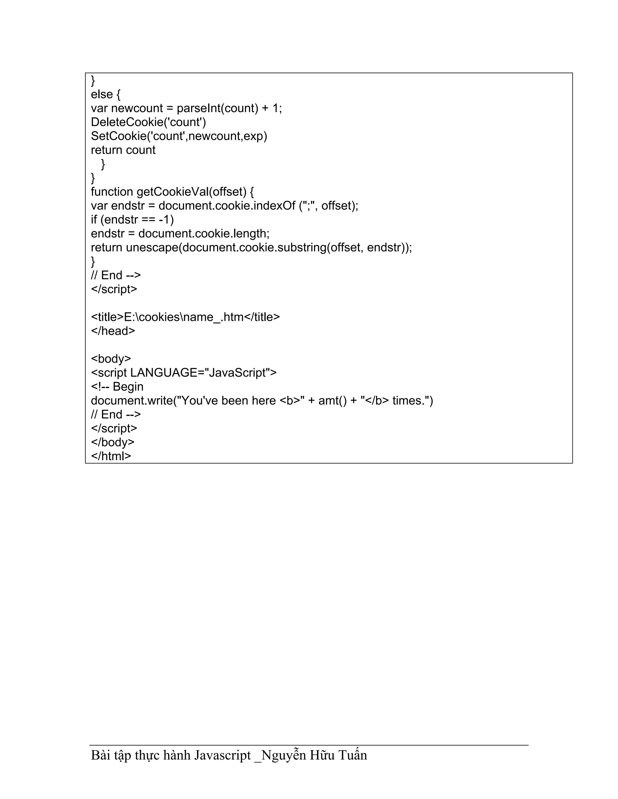 Bai tap thuc hanh javascript | PDF