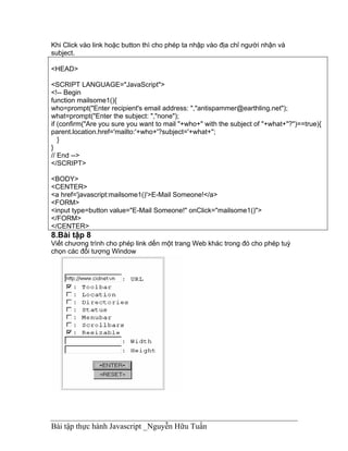 Bai tap thuc hanh javascript | PDF