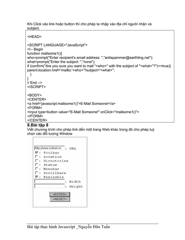Bai tap thuc hanh javascript | PDF