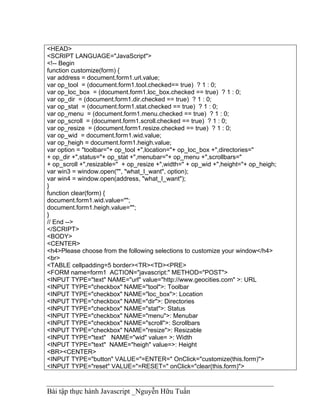 Bai tap thuc hanh javascript | PDF
