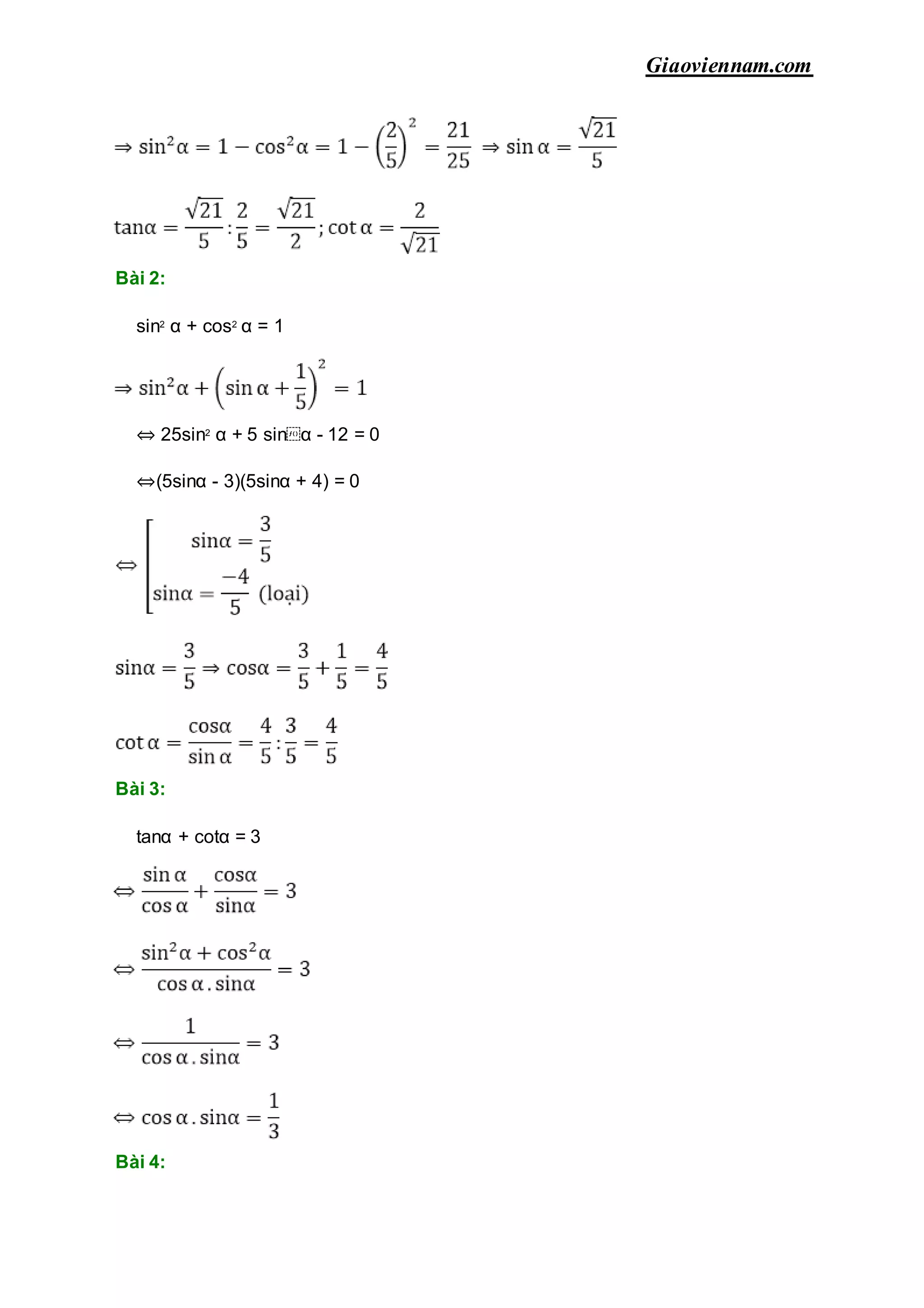 Bai tap ti so luong giac cua goc nhon co dap an | PDF