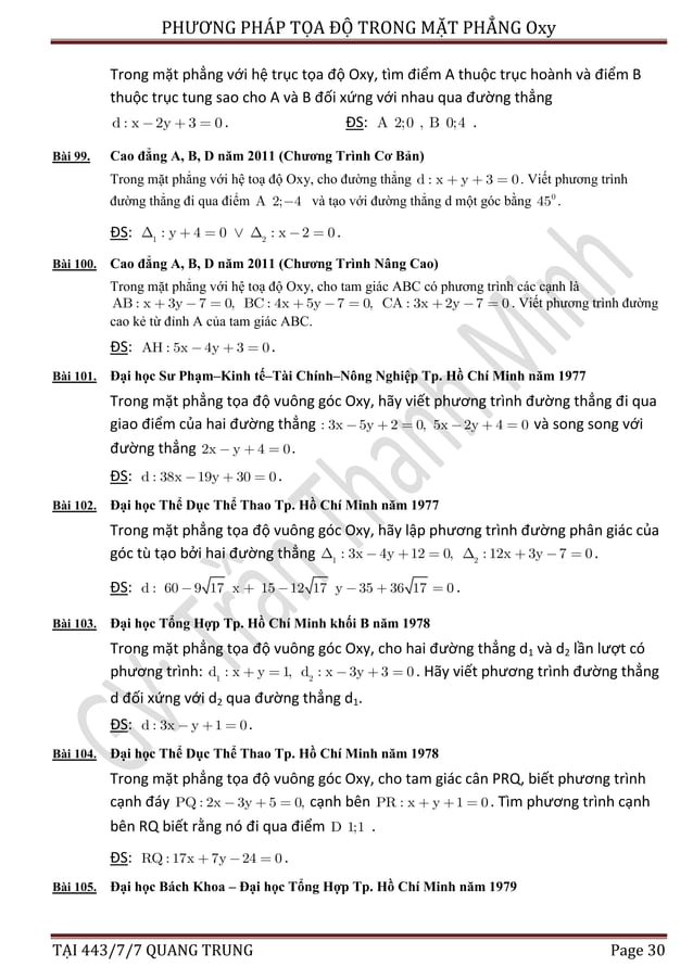 Bai tap toa do phang lop 10dh | PDF