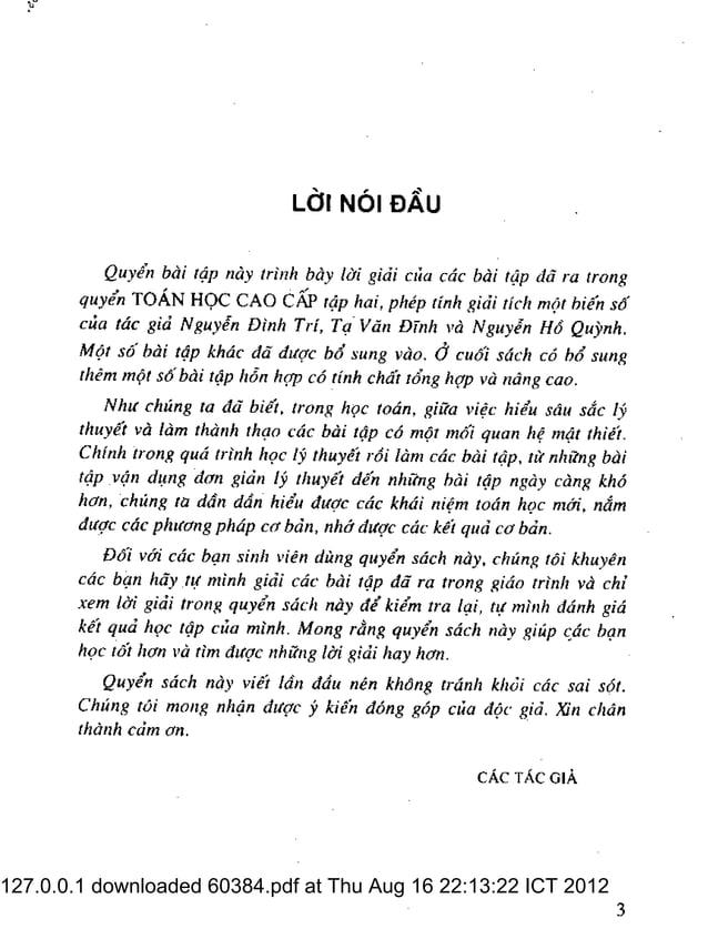 Bai tap toan cao cap tap 2 nguyen dinh tri | PDF