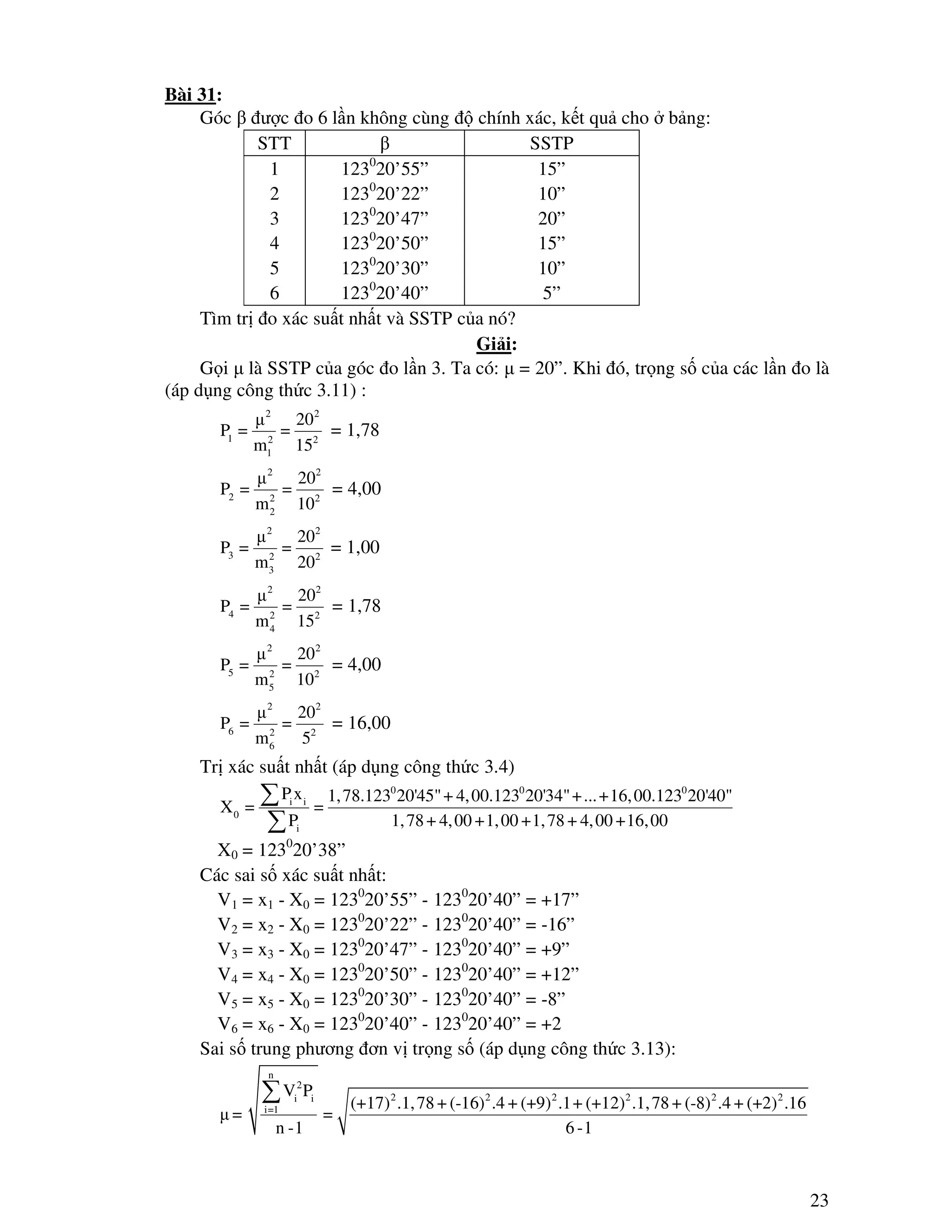 Bài Tập Trắc Địa | PDF