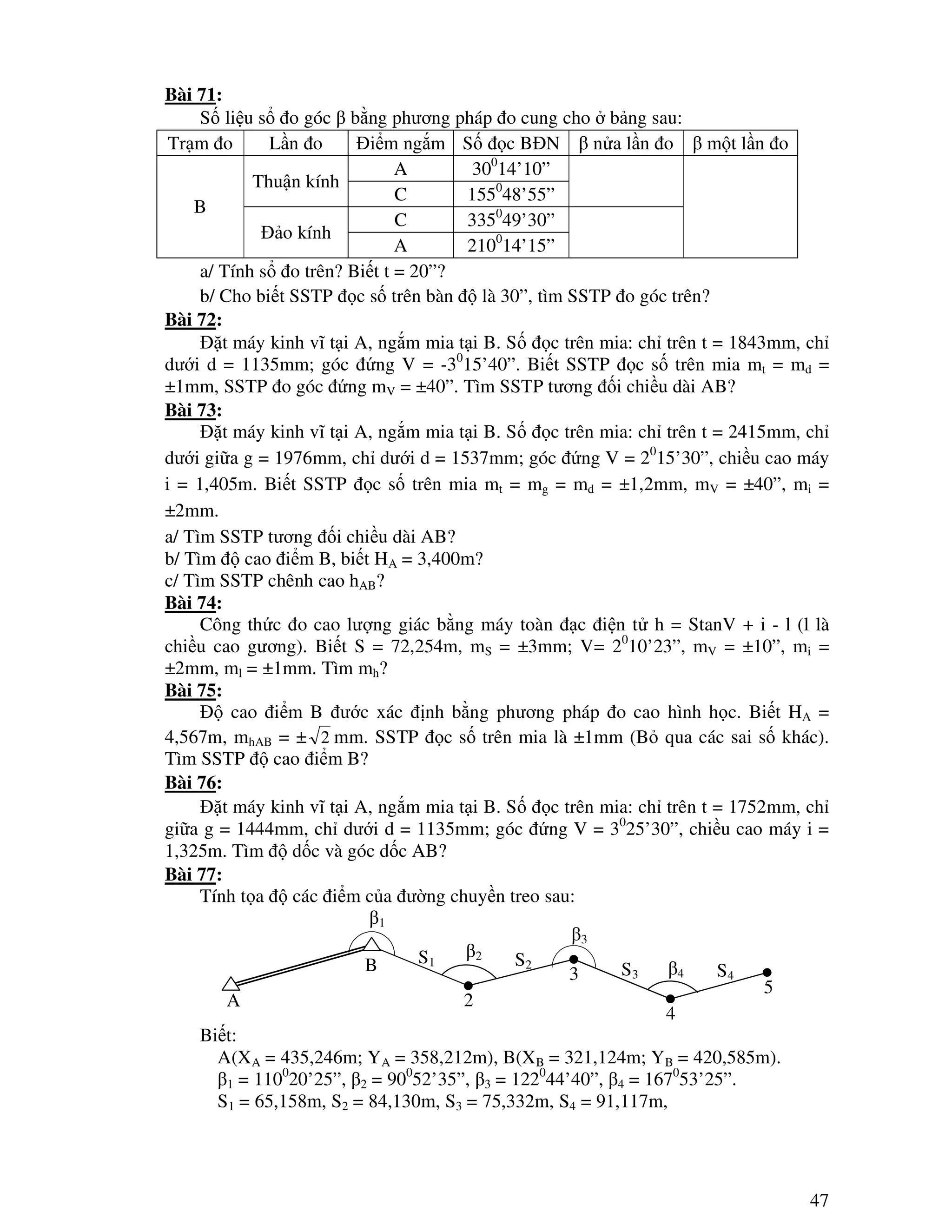 Bài Tập Trắc Địa | PDF