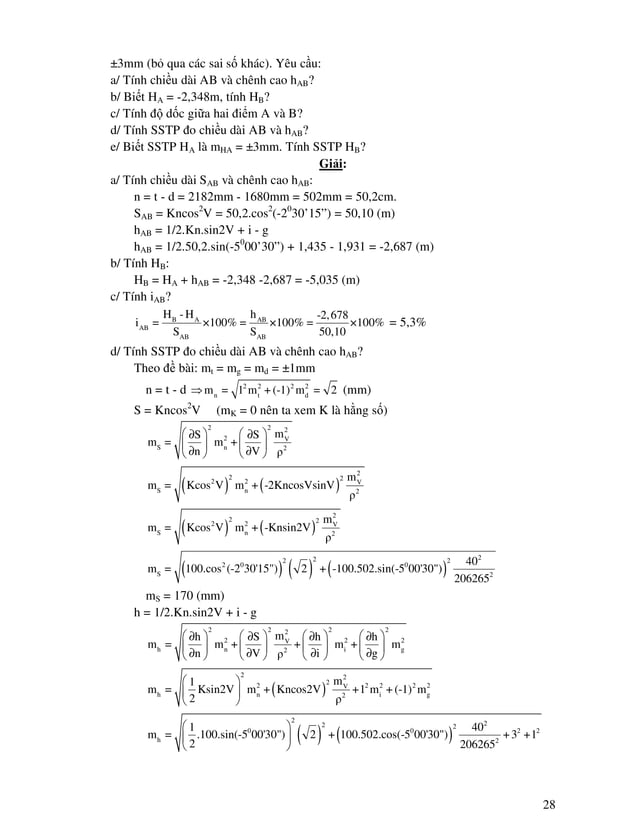 Bài Tập Trắc Địa | PDF
