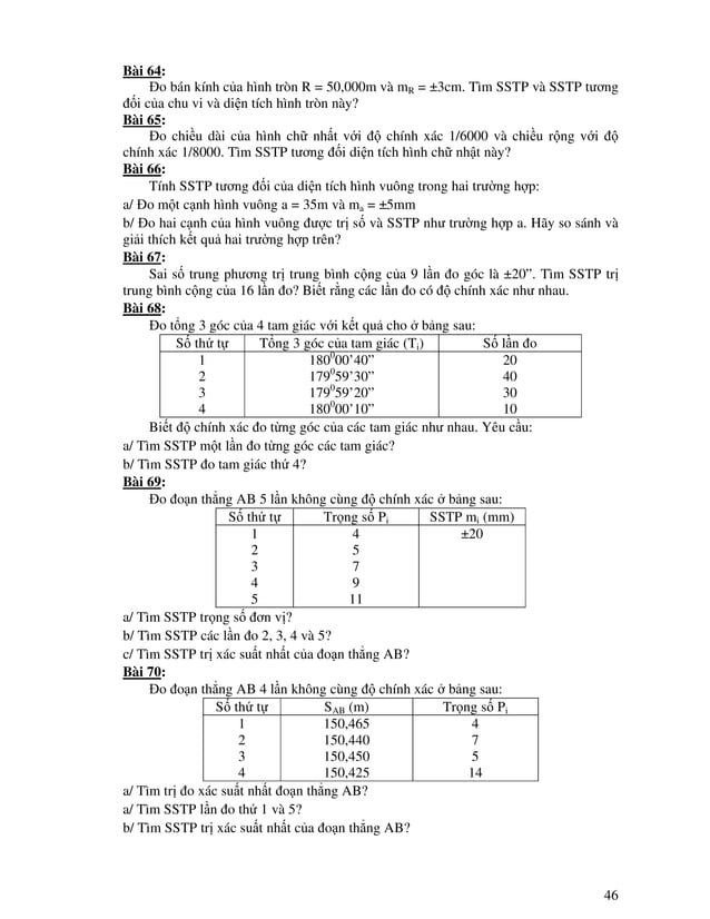 Bài Tập Trắc Địa | PDF