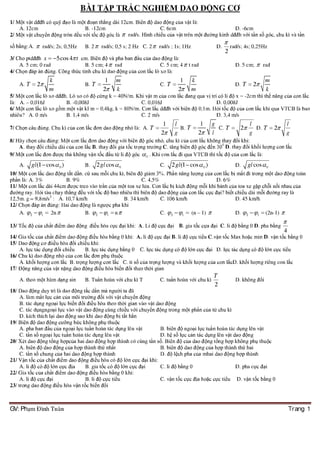 Bai tap trac nghiem dao dong co | PDF