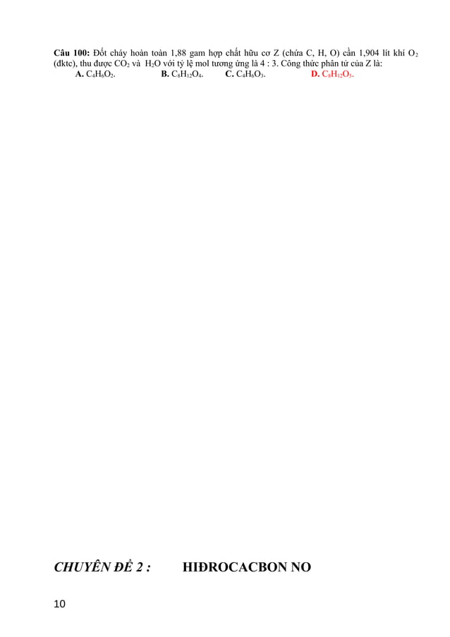 Bai tap trac nghiem hoa huu co 11 | DOC