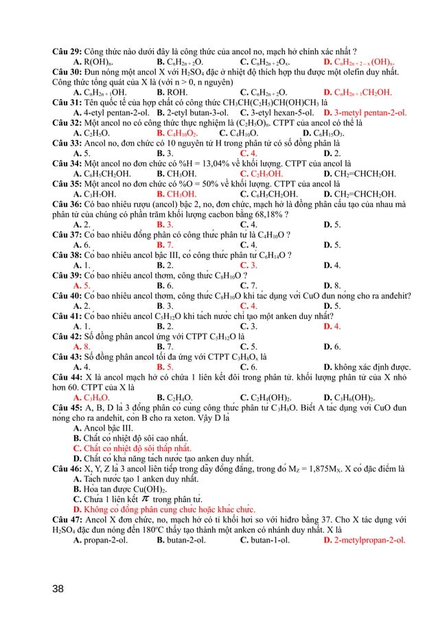 Bai tap trac nghiem hoa huu co 11 | DOC