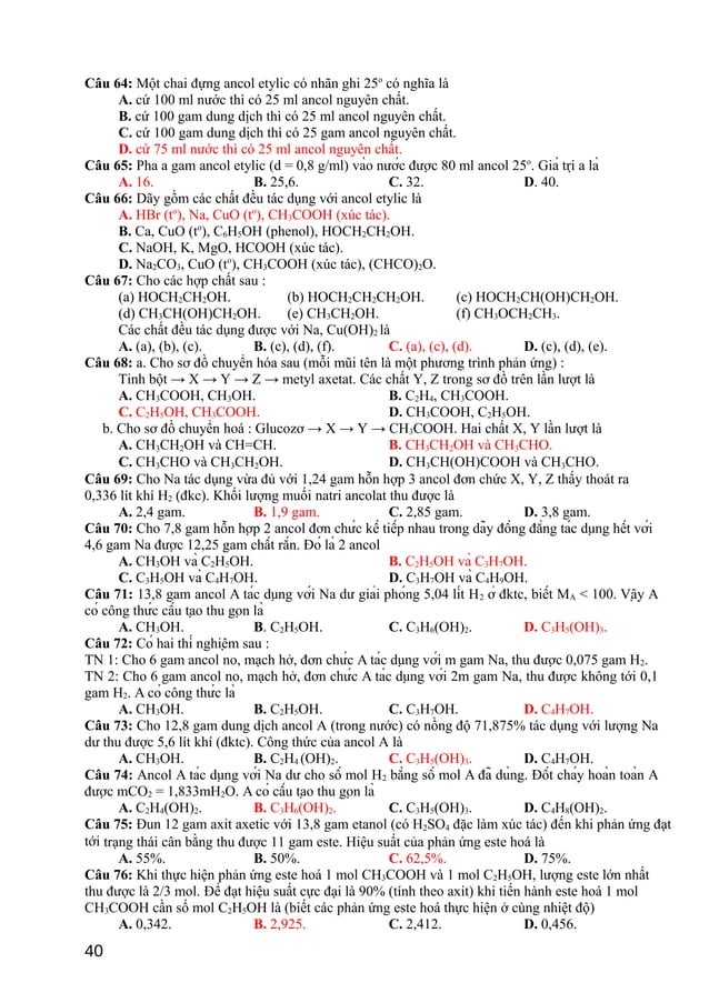 Bai tap trac nghiem hoa huu co 11 | DOC