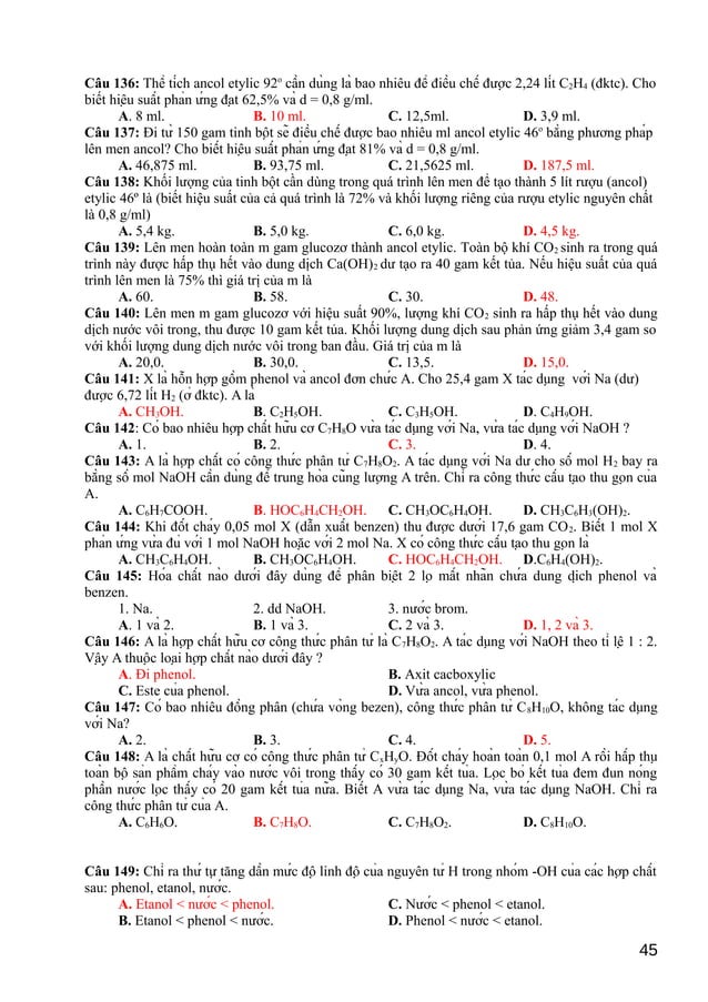 Bai tap trac nghiem hoa huu co 11 | DOC