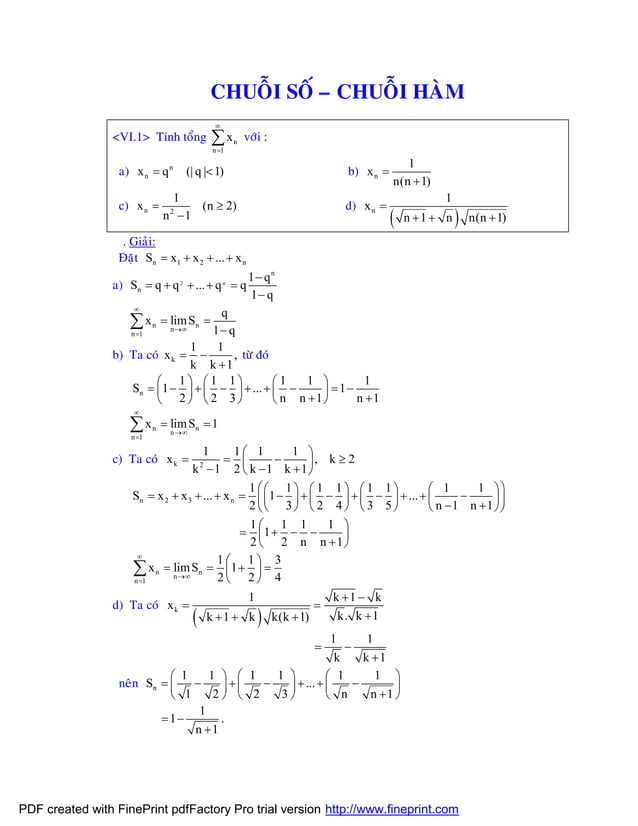 Bai tap va bai giai chuoi so chuoi ha mpdf | PDF