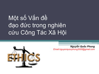 Một số vấn đề về đạo đức trong nghiên cứu CTXH | PDF